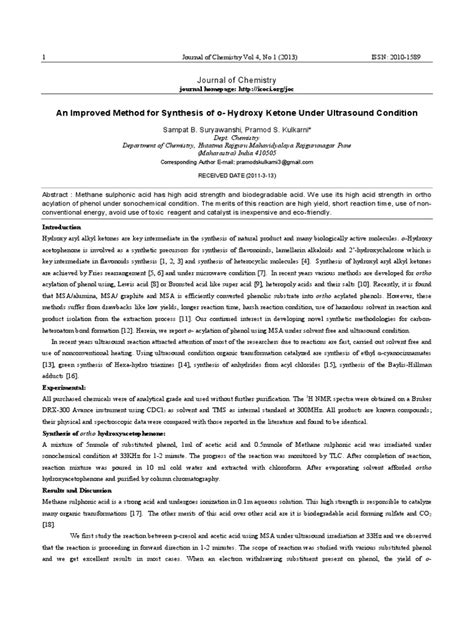 Synthesis Of Acetophenone Pdf Chemical Reactions Acid
