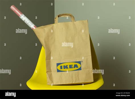 Moscow, Russia - 5 December 2020: IKEA package with goods, paper bag ...