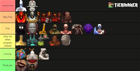 Tier List Based Off Of How Fun The Enemiesbosses Are To Fight R