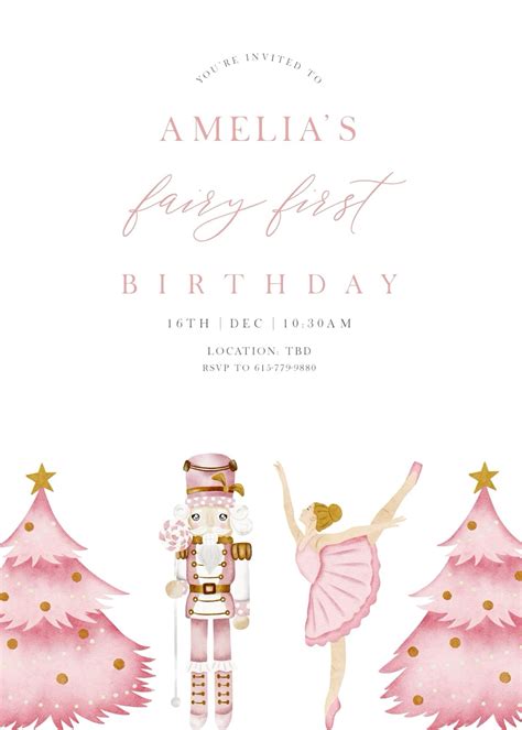 Pink And Gold Nutcracker Birthday Card