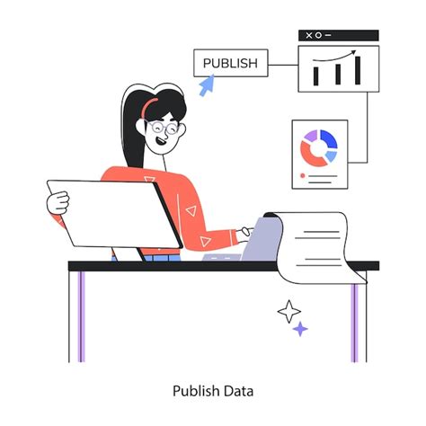 Premium Vector Publish Data Online Linear Mini Illustration