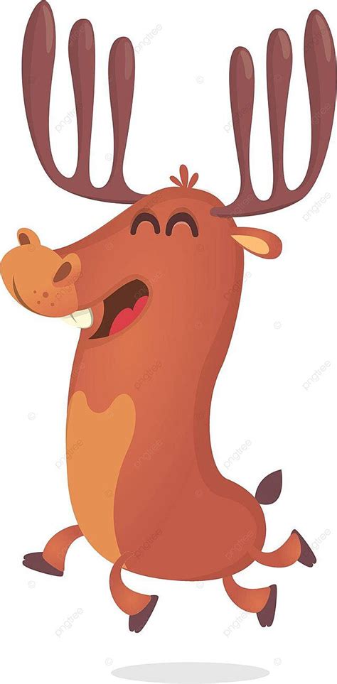 Funny Carton Moose Vector Illustration Isolated White Crazy Funny