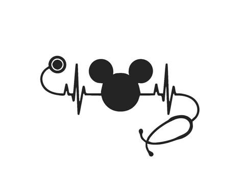 Mickey Mouse Heart Beat Stethoscope Vinyl Decal Multiple Sizes And Colors 3825839887