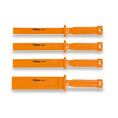 Beta 988 K4 Set Of 4 Scratchproof Plastic Flat Chisels 19 21 25 38 Mm