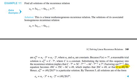 Combinatorics Doubt Regarding Solution Of A Recurrence Relation