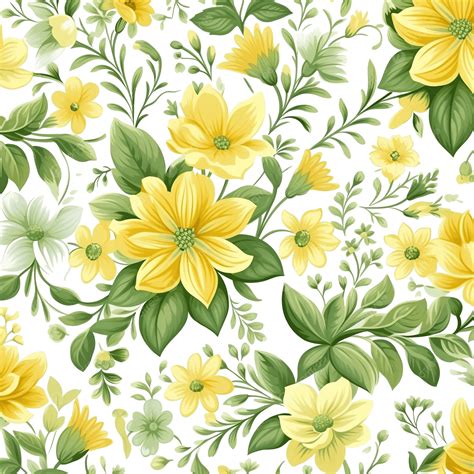 Yellow And Green Floral Seamless Pattern Background Floral Pattern Flower Pattern Tiles Png