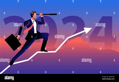 Businessman Using Telescope On A Graph Chart With The Bold Text 2024