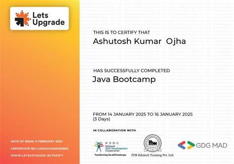 Ashutosh Kumar Ojha On Linkedin Java Learning Bootcamp Letsupgrade