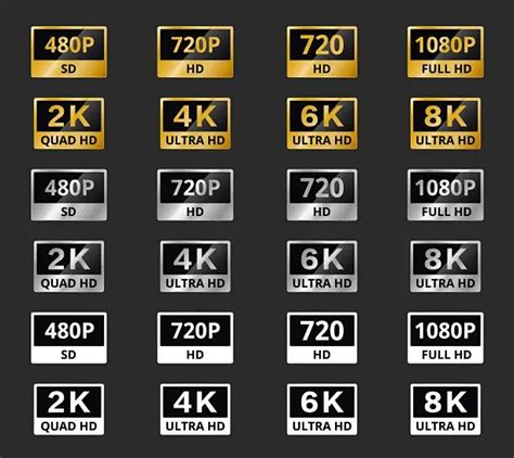 视频分辨率图标4k 8k 2k和全超高清图片下载