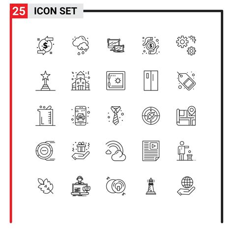 Set Of 25 Commercial Lines Pack For Gears Research Business Transaction Card Editable Vector