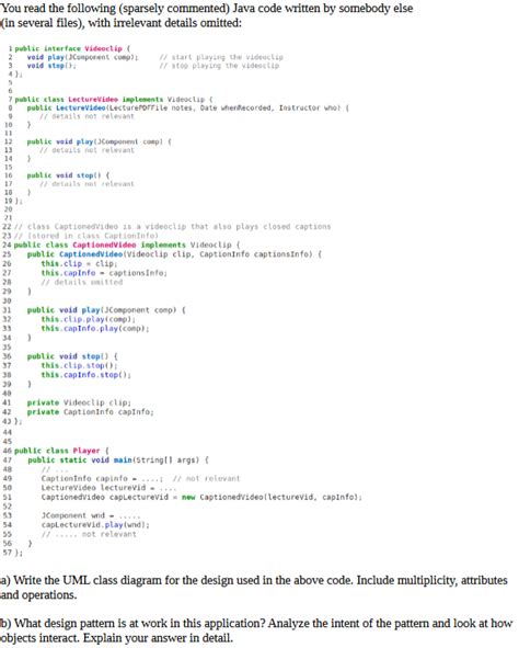 Solved You Read The Following Sparsely Commented Java Code