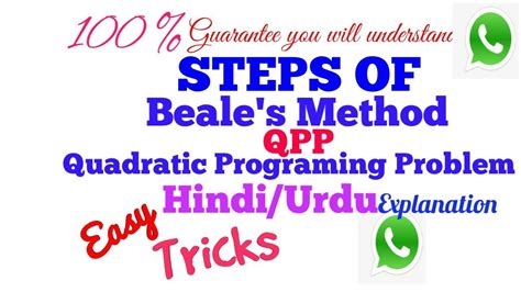 steps of beale s method quadratic programing problem qpp in hindi