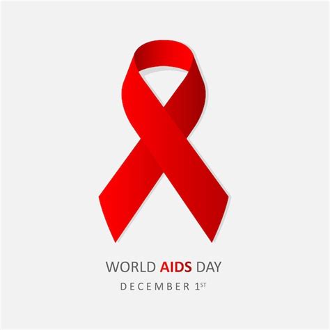 Día Mundial Del Sida 1 De Diciembre Banner Con Cinta Roja Y Texto Día