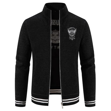 남성용 스웨터 재킷 슬림 핏 캐주얼 스웨터 코트 두꺼운 따뜻한 스탠드업 칼라 카디건 고품질 겨울 3xl Aliexpress