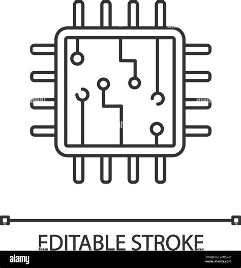 Computer Chip Linear Icon Thin Line Illustration Processor Memory