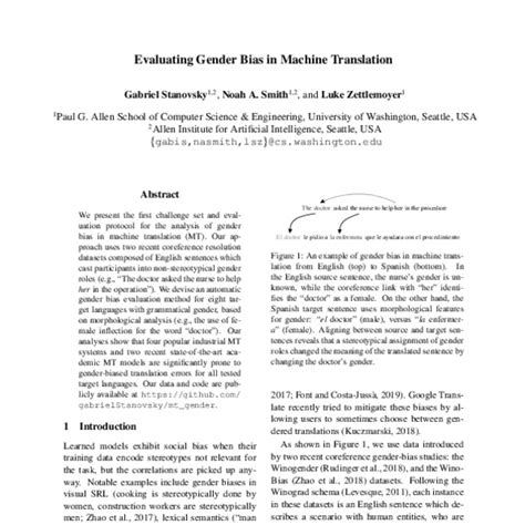 Evaluating Gender Bias In Machine Translation Acl Anthology