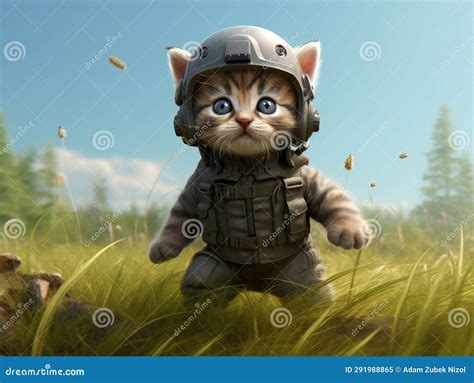 A Cat Wearing A Helmet And Body Armor Stock Illustration Illustration