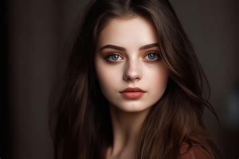 Premium Ai Image Beautiful Brunette With Brown Lipstick On Her Lips