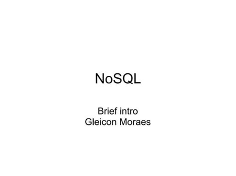 Nosql Introduction Ppt