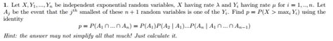 Solved Let X Y Y N Be Independent Exponential Chegg Com