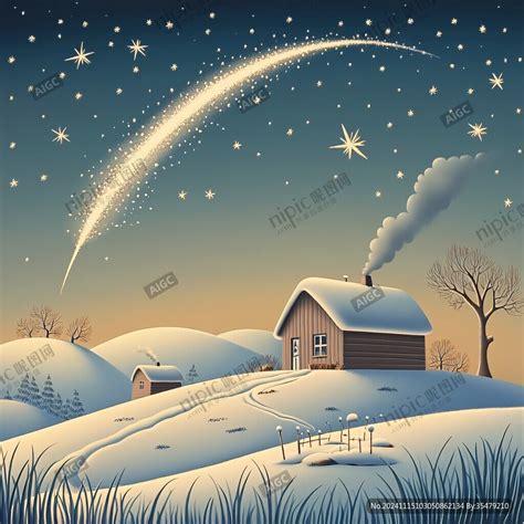 AI创作图冬日风景插画 手绘雪夜风景无框画 冬季的农家 冬季风景插画 新年农村 农村过冬 冬季农家 冬季村庄清晨 乡村风貌冬季 村庄冬景 冬天