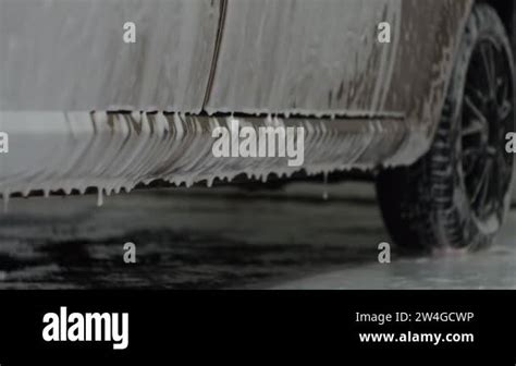 Foam Drips From The Car At The Car Wash Car Wash At A Self Service Car