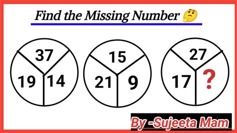 Find The Missing Number Puzzle Missing Number Reasoning 37 19 14 SSC