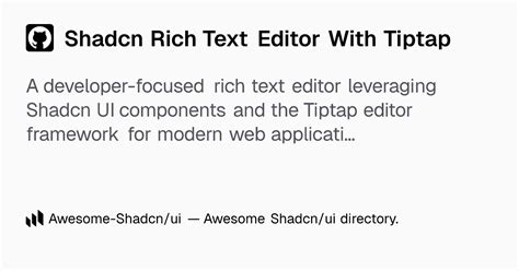 Shadcn Rich Text Editor With Tiptap Craft Elegant Rich Text Experiences Using Shadcn Ui And