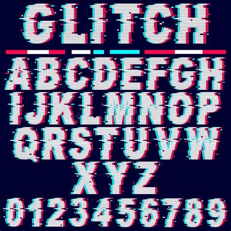 Glitch Effect Fonts Letters And Numbers Vector Stock Vector Illustration Of Creative