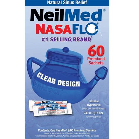Neilmed Nasaflo Neti Pot 60 Premixed Sachets Mynutricentre Health Foods
