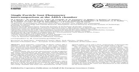 Pdf Single Particle Soot Photometer Intercomparison At The Dokumen Tips