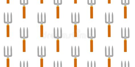 Fork Pattern Design Featuring Silver Prongs And Orange Handles On A White Background Stock