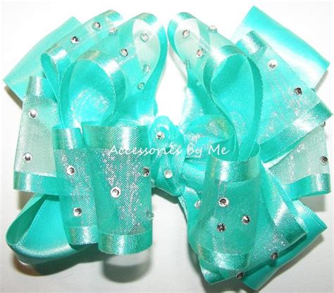 Ivory Hair Bow Aqua Hair Green Hair Glitz Pageant Pageant Hair