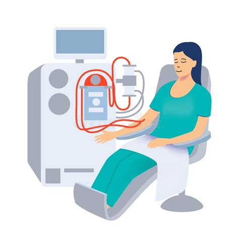 Bright Stylish Illustration With A Hemodialysis Unit And A Patient In A