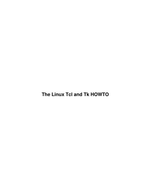 The Linux Tcl And Tk Howto Pdf Scripting Language Parsing
