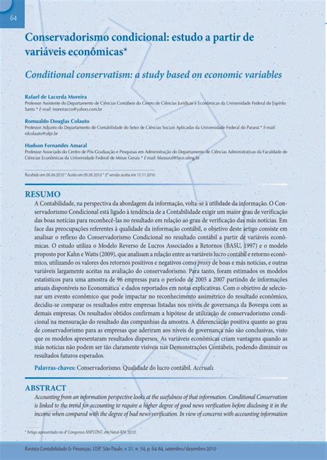 Pdf Conservadorismo Condicional Estudo A Partir De Vari Veis Dades Da Informa O Que