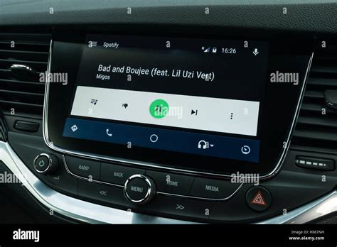 Android Auto Car Vehicle Navigation Interface Showing Spotify Music Stock Photo Alamy