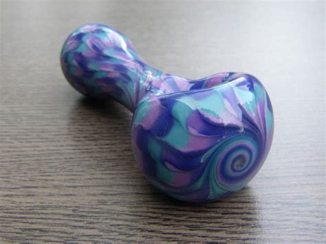 Large Glass Pipe Purple Aqua Dark Purple Chunky 45 Inch With Large