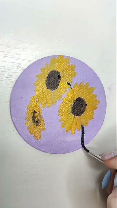Рисуем подсолнухи цветы легко и просто акриловыми красками на холсте Подробная видеоинструкция