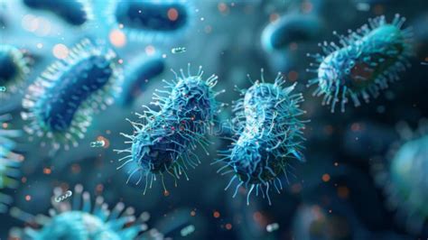 Microscopic View Of Bacteria In A Liquid Environment Highlighting Their Intricate Structures