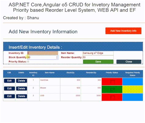 Angular Asp Net Core Crud For Inventory Management Using Ef And Web