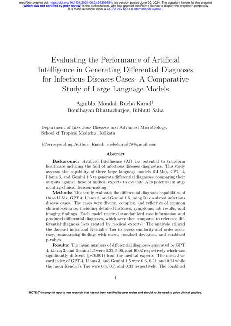 Pdf Evaluating The Performance Of Artificial Intelligence In Generating Differential Diagnoses
