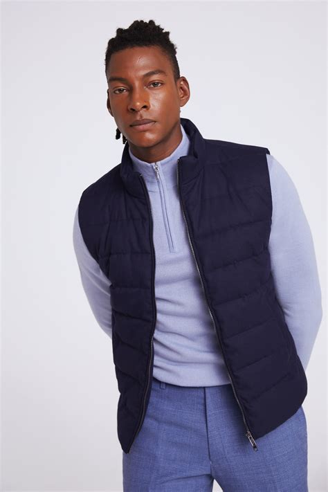 Navy Flannel Gilet Buy Online At Moss