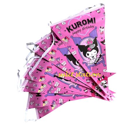 Kuromi Melody Themed Party Flag Triangle Banners Banderitas Favors