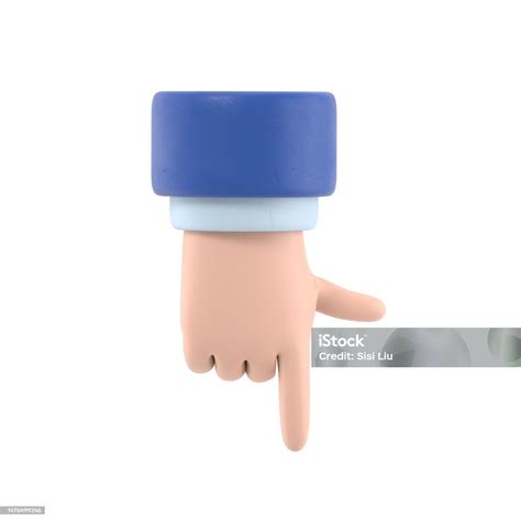 만화 제스처 아이콘 모형만화 캐릭터 손 가리키는 제스처입니다 흰색 배경에 3d 렌더링 1에 대한 스톡 사진 및 기타 이미지