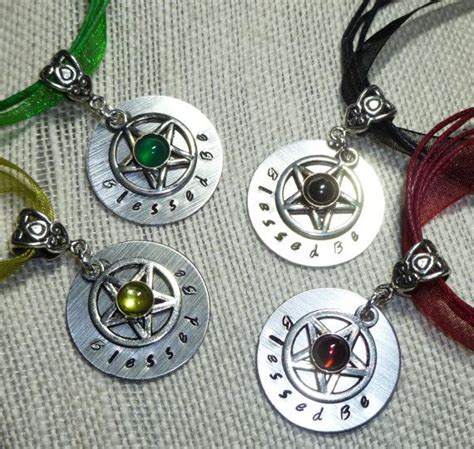 Hand Stamped Blessed Be Gemstone Pentacle Necklace On Etsy 2104