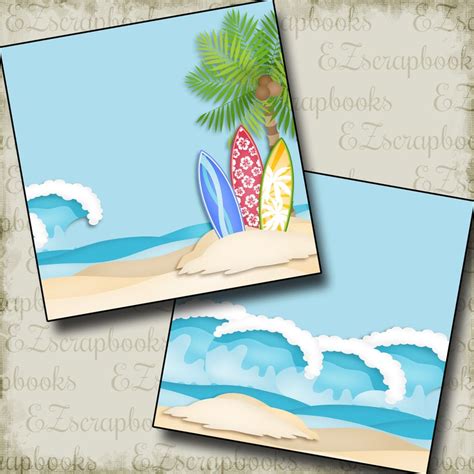 Waves Npm Premade Scrapbook Pages Ez Layout Etsy