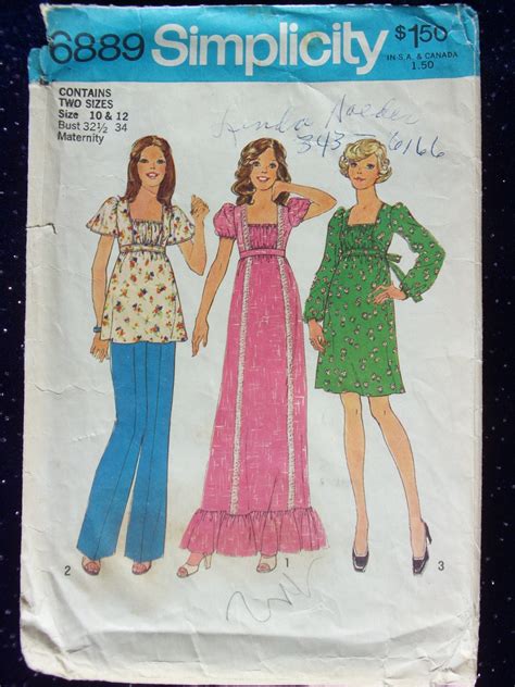 Retro 70s Maxi Dress Sewing Pattern Peasant Dress Three Sleeve