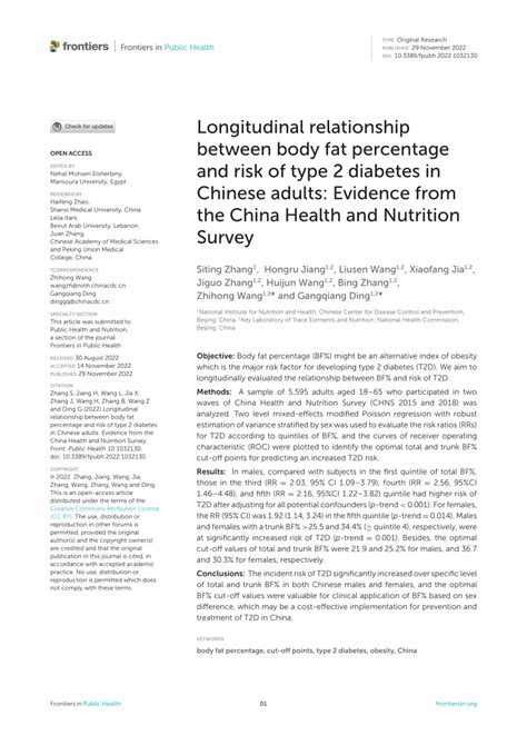Pdf Longitudinal Relationship Between Body Fat Percentage And Risk Of Type 2 Diabetes In