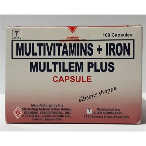 Multivitamins Iron Multilem Plus 100 Capsules Shopee Philippines